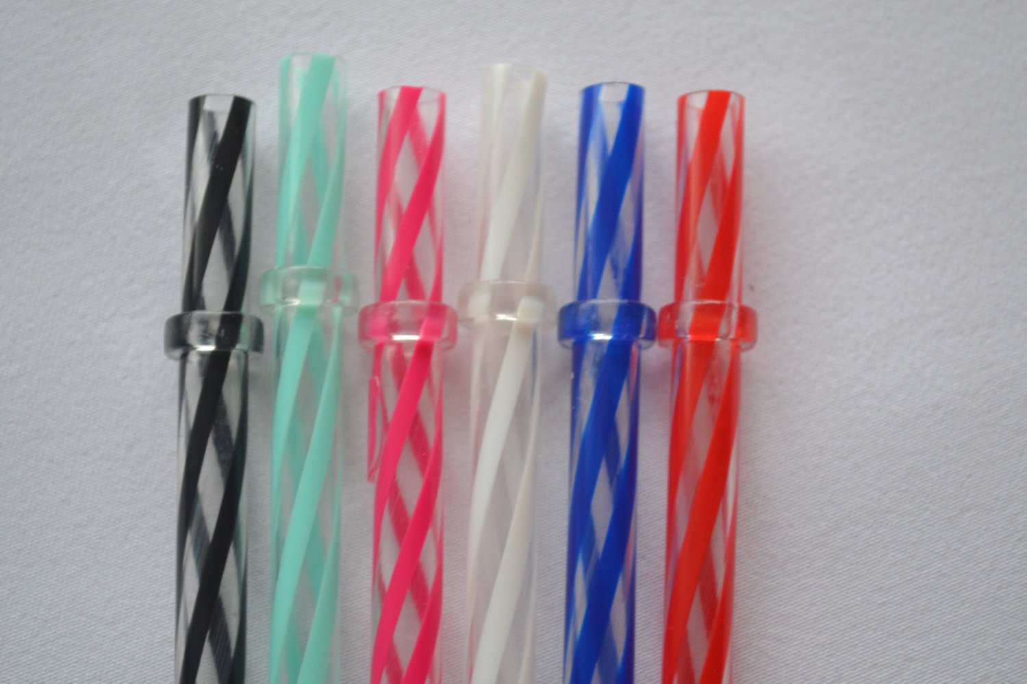 11 6 Reusable Straws Swirly Color Hard Plastic Acrylic Rings Bpa Free 5