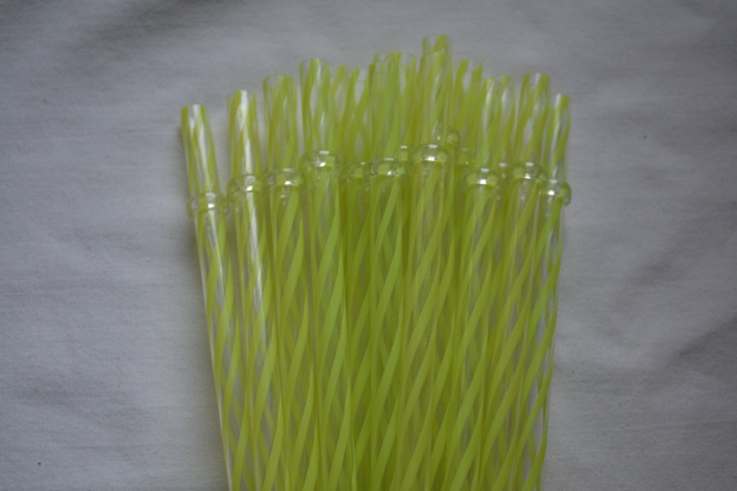 11 Reusable Replacement Straws Swirly Yellow Plastic Acrylic Rings Bpa