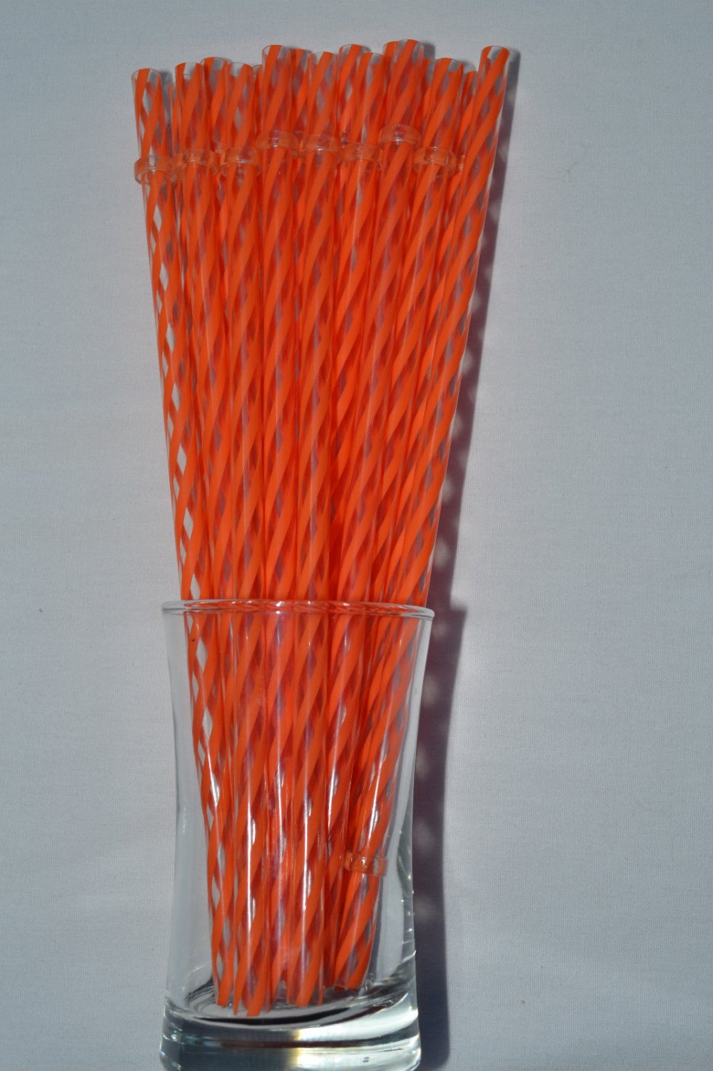 11 Reusable Straws Swirly Orange And Clear Plastic Acrylic With Rings