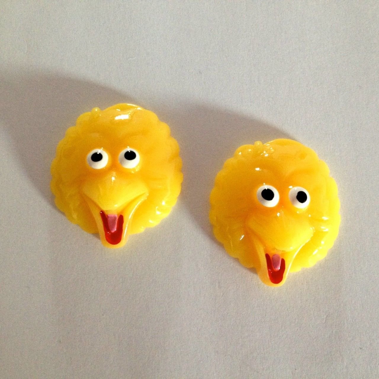 Sesame Street Big Bird Resin Flat Back Cabochons or Add Magnet (Set of 2)