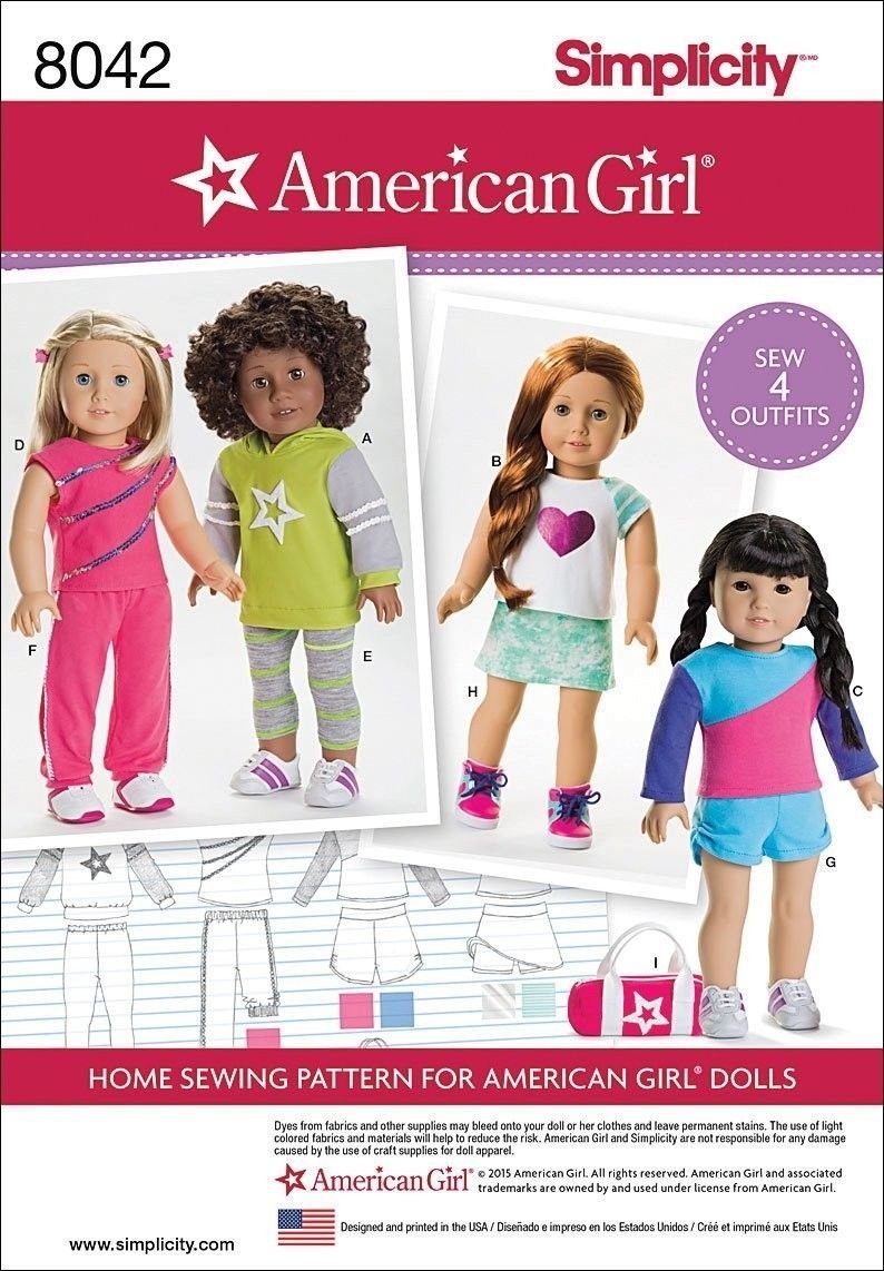 Simplicity S0171 or 8042 Sewing Patterns American Girl 18" Doll ...