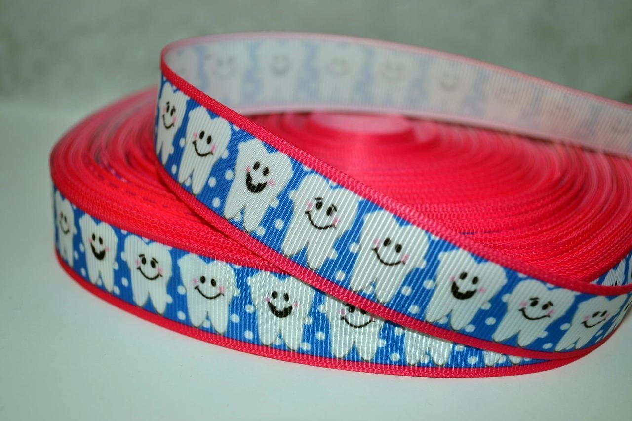Tooth Fairy Dentist Loose Tooth 7/8" Grosgrain Hairbow Ribbon 3yds