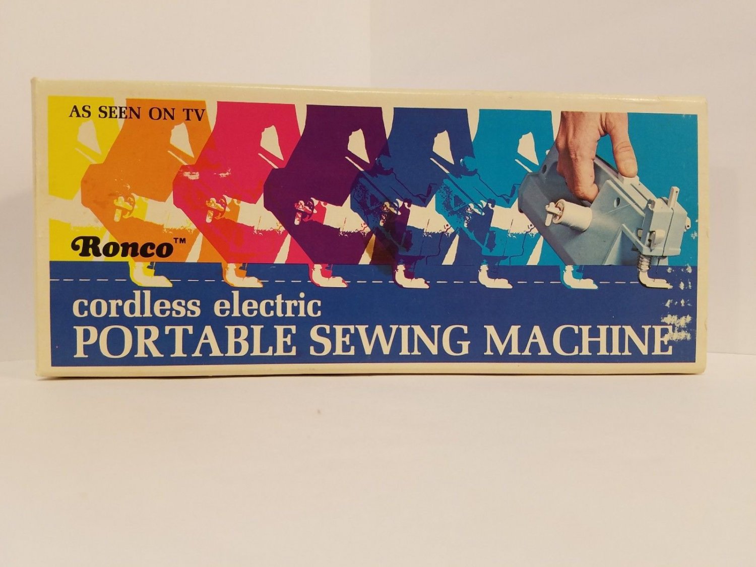 VINTAGE 1972 RONCO CORDLESS ELECTRIC PORTABLE SEWING MACHINE AS SEEN ON TV