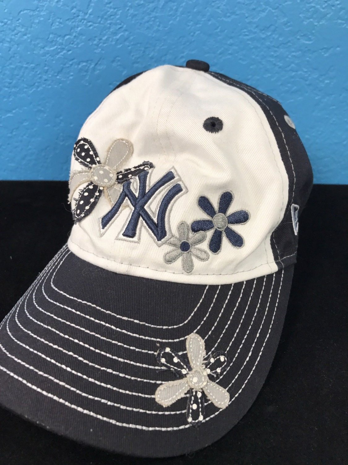 Girl Navy Blue Flowers New York Yankees Children's Hat Cap Baseball ...