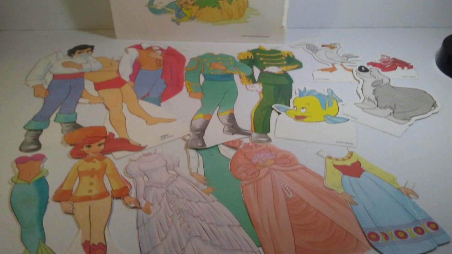 Disney Little Mermaid Ariel and Eric Paper Doll Kit Dress Up 1991