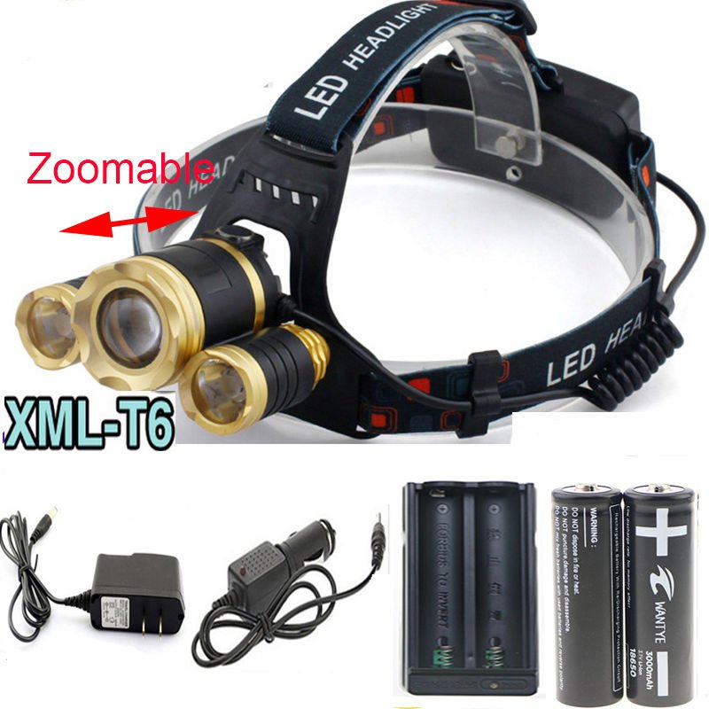30000 Lumens CREE 3X XM-L T6 LED HOT Headlamp 2X18650 Headlight Torch ...