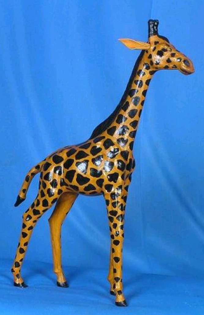 Stunning Hand Painted Leather Giraffe - Home Decor Statute 18 Inch