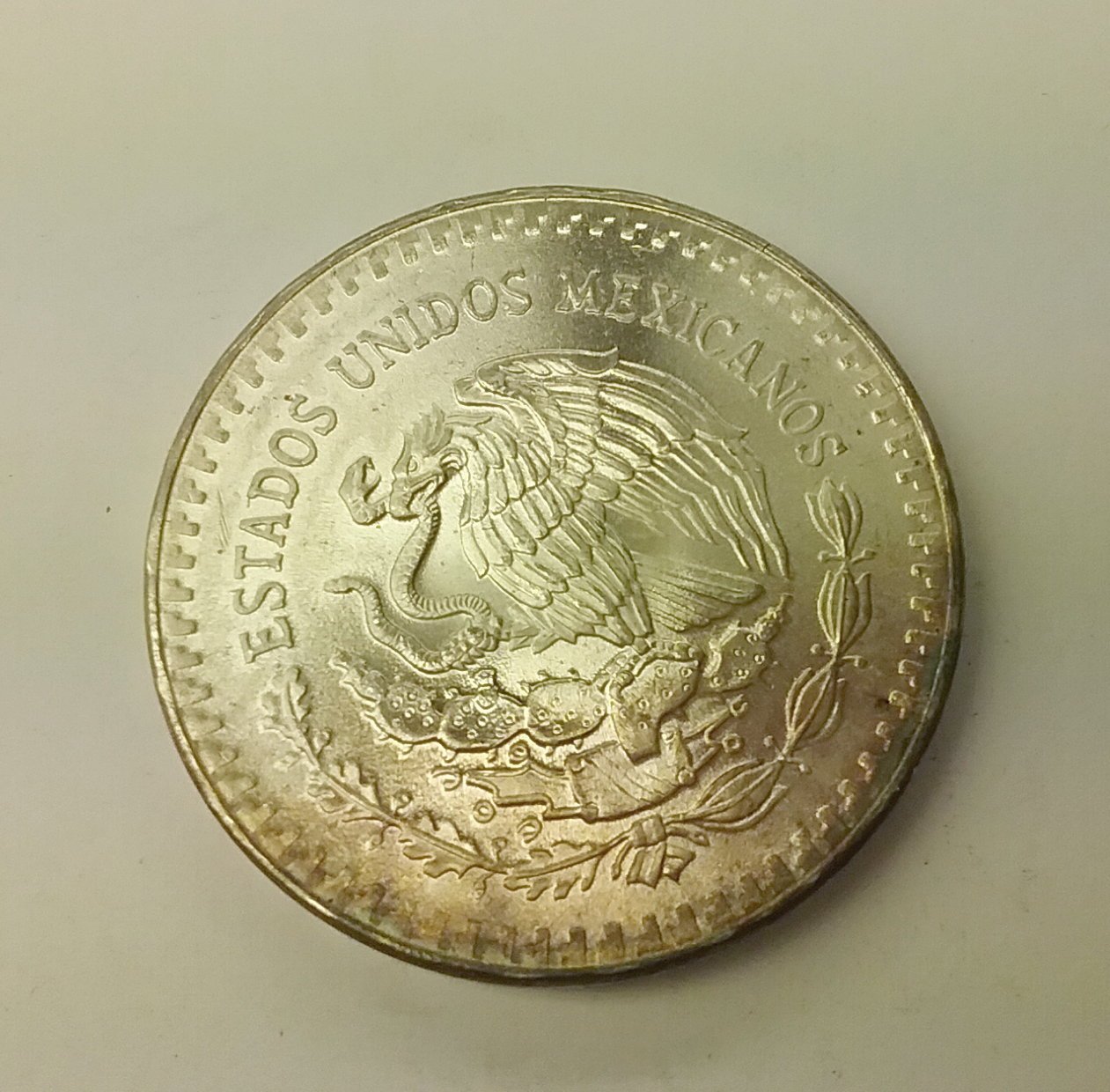 1985 Mexican Plata Pura silver coin