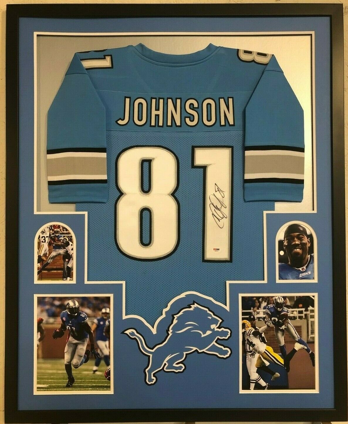 Calvin Johnson Signed Autographed Framed Detroit Lions Jersey JSA