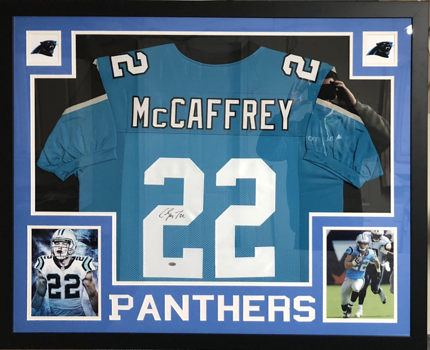 Christian McCaffrey Autographed Signed Framed Carolina Panthers Jersey ...
