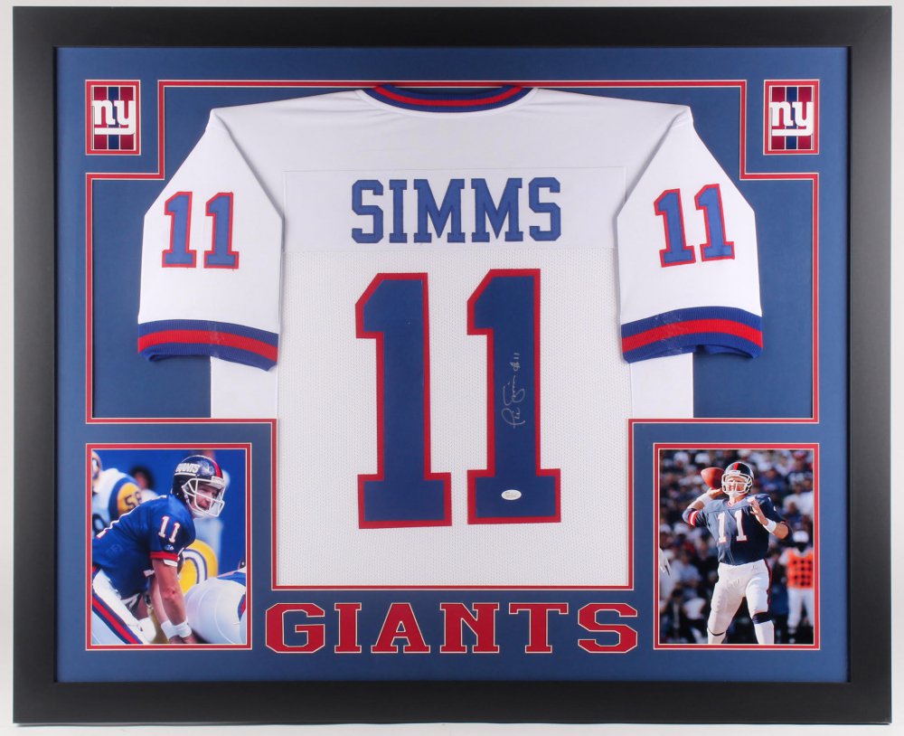 Phil Simms Autographed Signed Framed New York Giants Jersey JSA