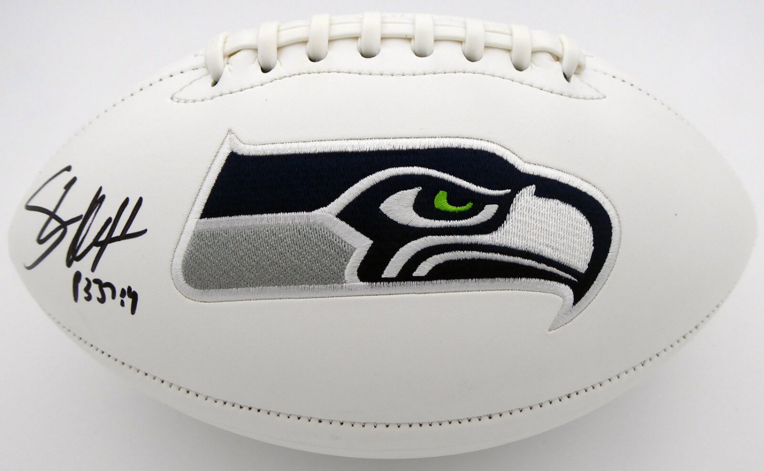 Shaun Alexander Signed Autographed Seattle Seahawks Logo Football BECKETT