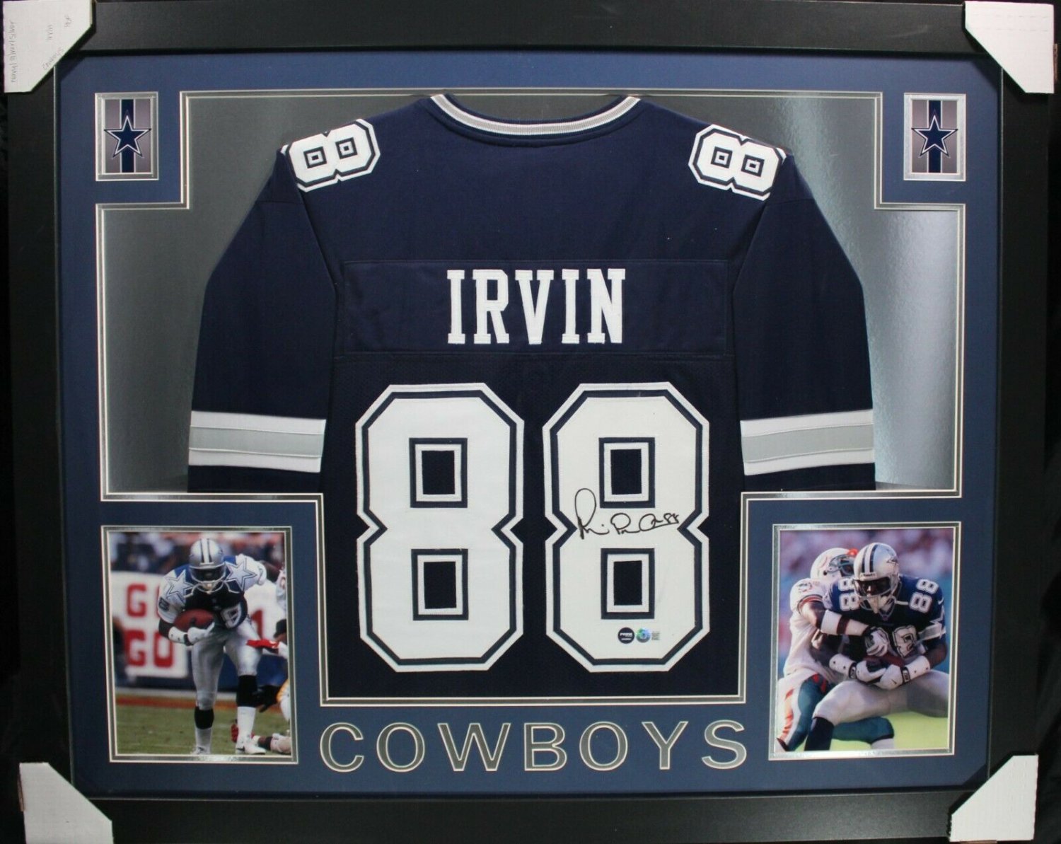 Michael Irvin Autographed Signed Dallas Cowboys Framed Blue Jersey BECKETT