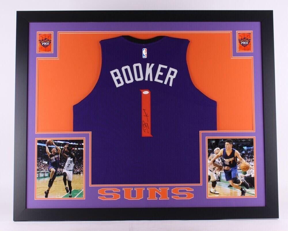 Devin Booker Autographed Signed Framed Phoenix Suns Jersey JSA
