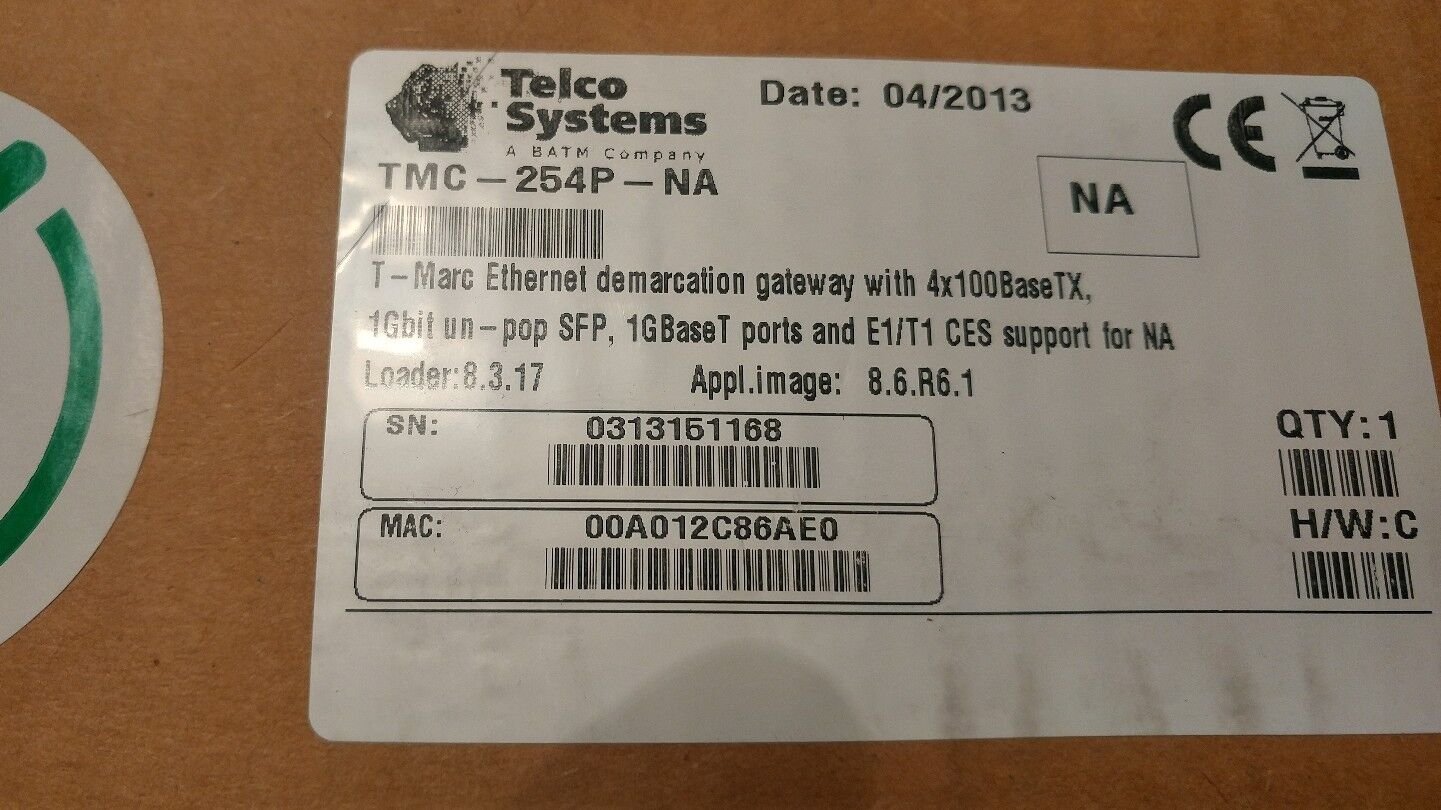 Telco Systems TMC-254P-NA T-Marc Ethernet Demarcation Gateway quantity NEW