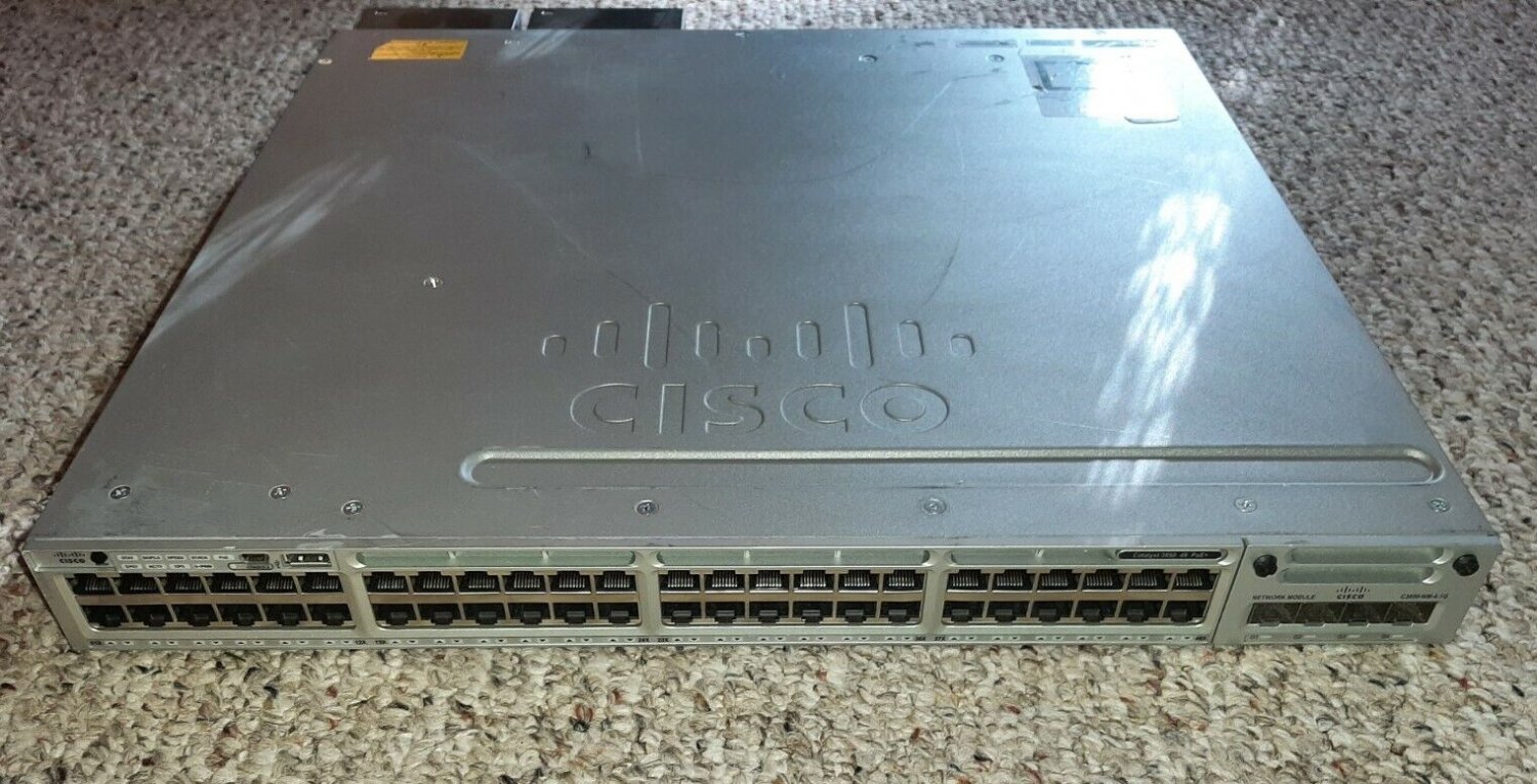 Cisco Catalyst 3850 48 PoE+ WS-C3850-48P-L V07 Switch w/ C3850-NM-4-1G 2xPS