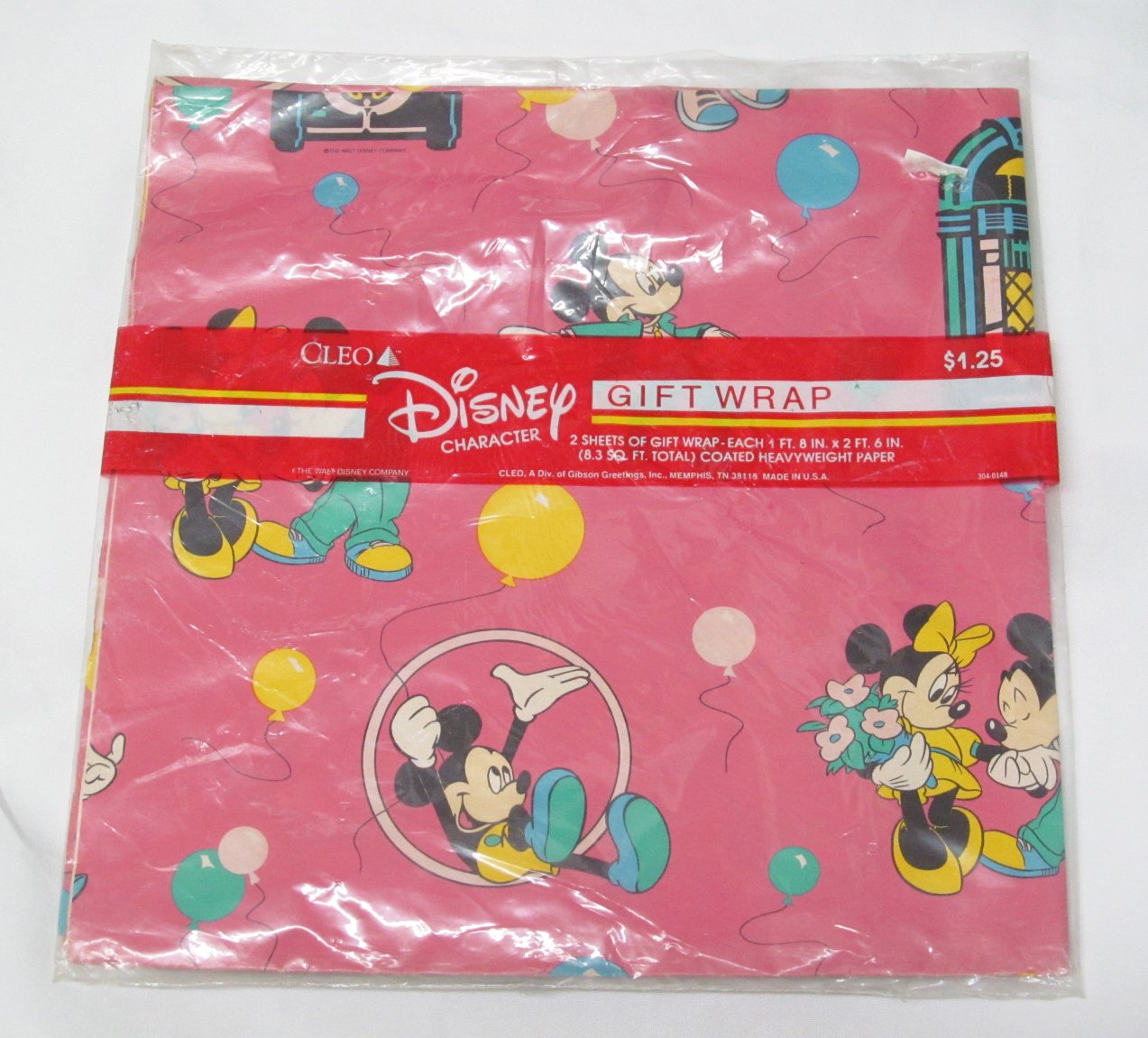 Vintage Disney Character Gift Wrap Wrapping Paper Mickey Minnie Mouse