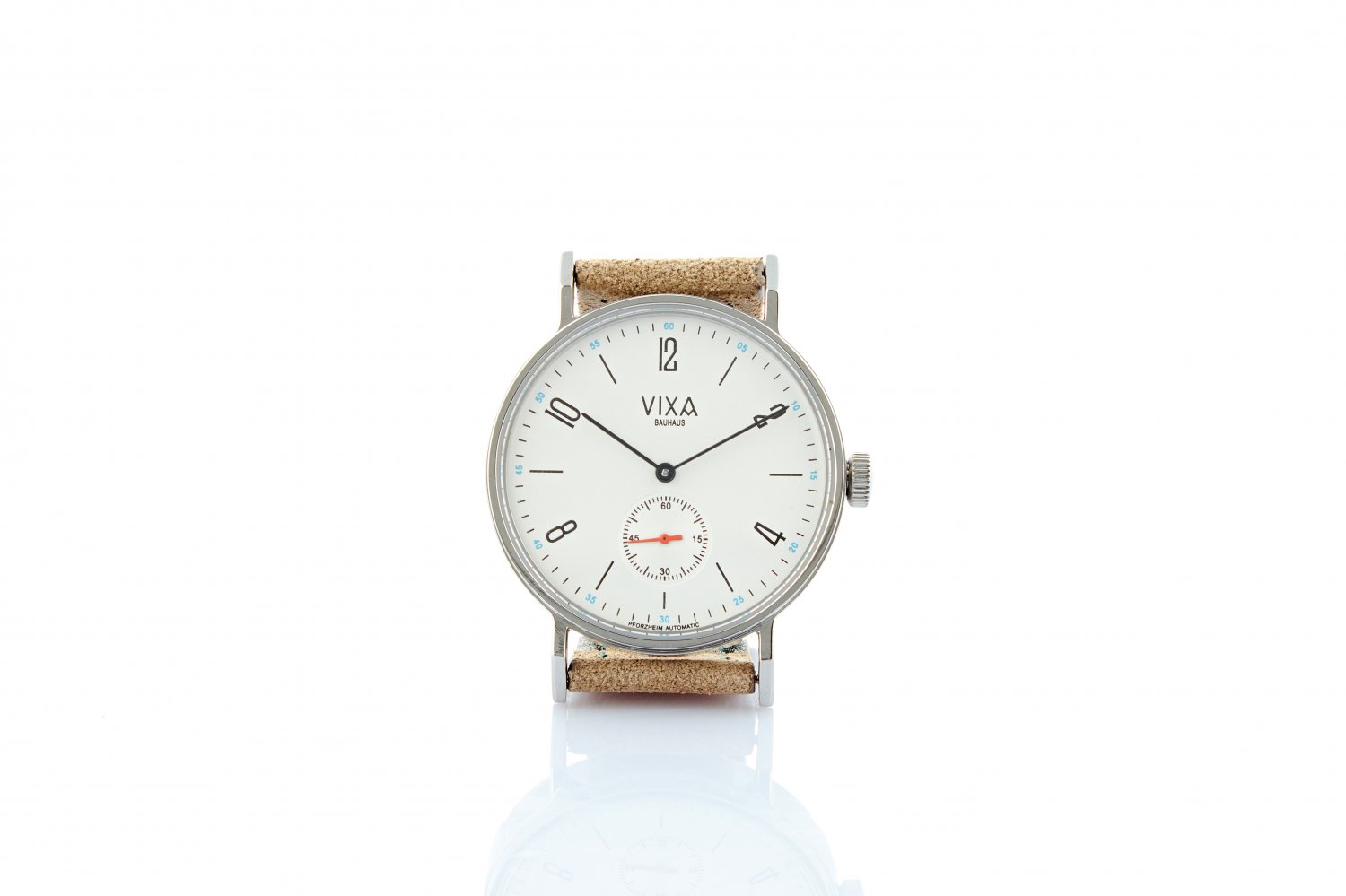 VIXA men's mechanical watch, white dial stainless steel border