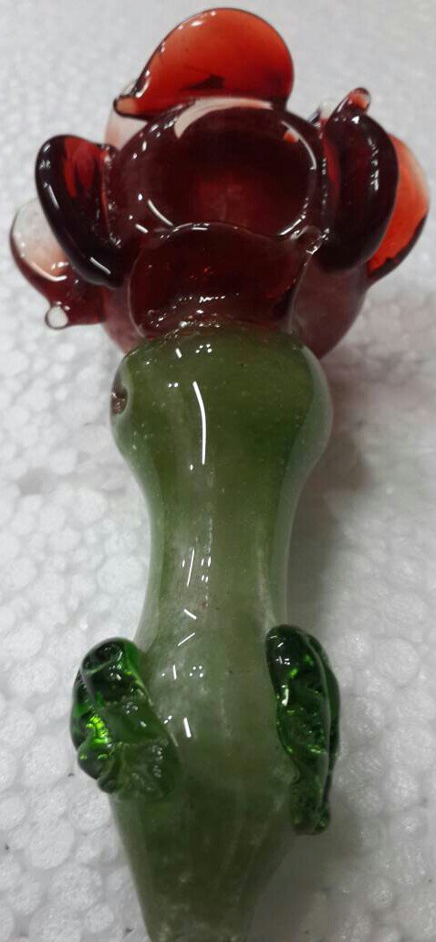 Rose Shaped Hand-made Collectible Glass Pipe