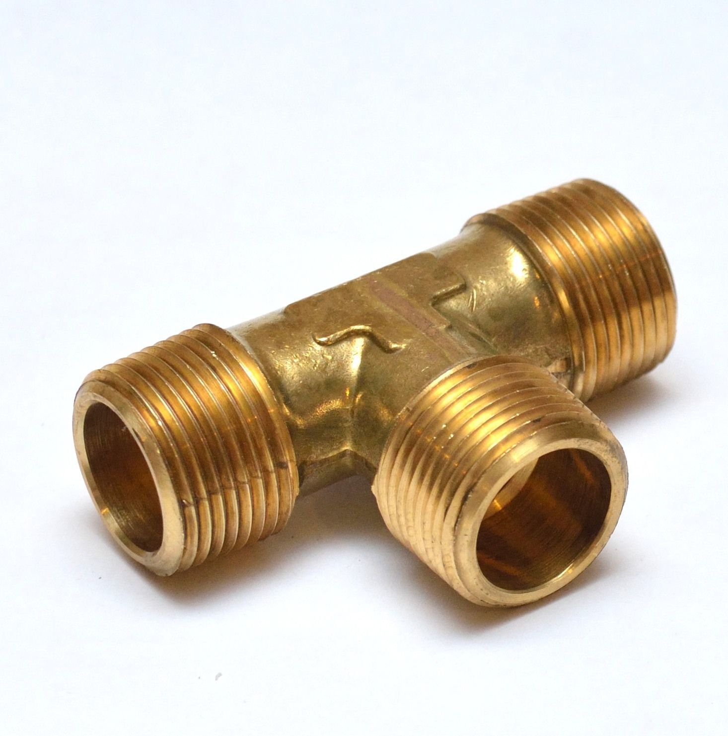 Male Tee 3/4" NPT MPT Brass Pipe Fitting Fuel, Air, Water, Oil, Gas ...