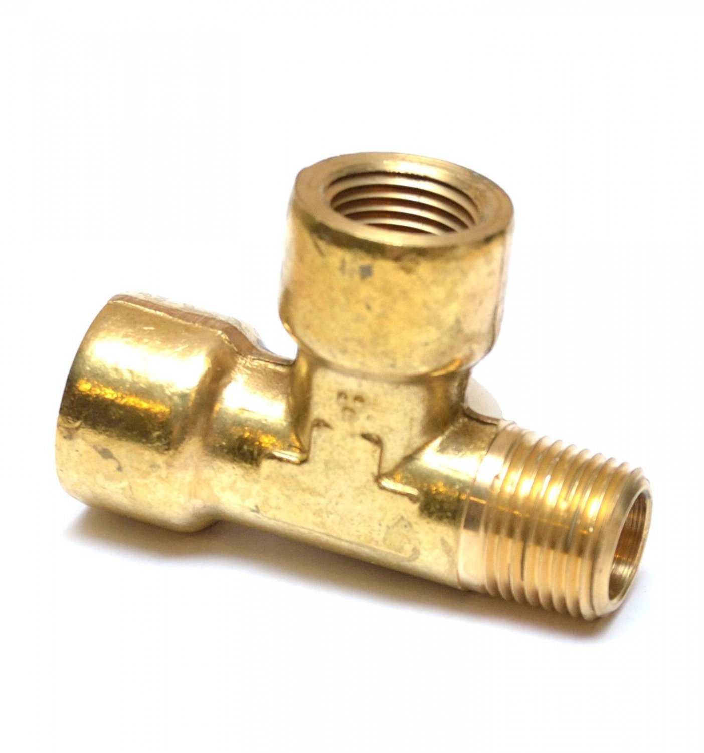 Forged Street Tee Fitting 1/2" NPT Male Female, Fuel, Air, Oil, Brass ...