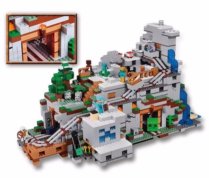 2932pcs My worlds The Mountain Cave model Building Blocks Bricks