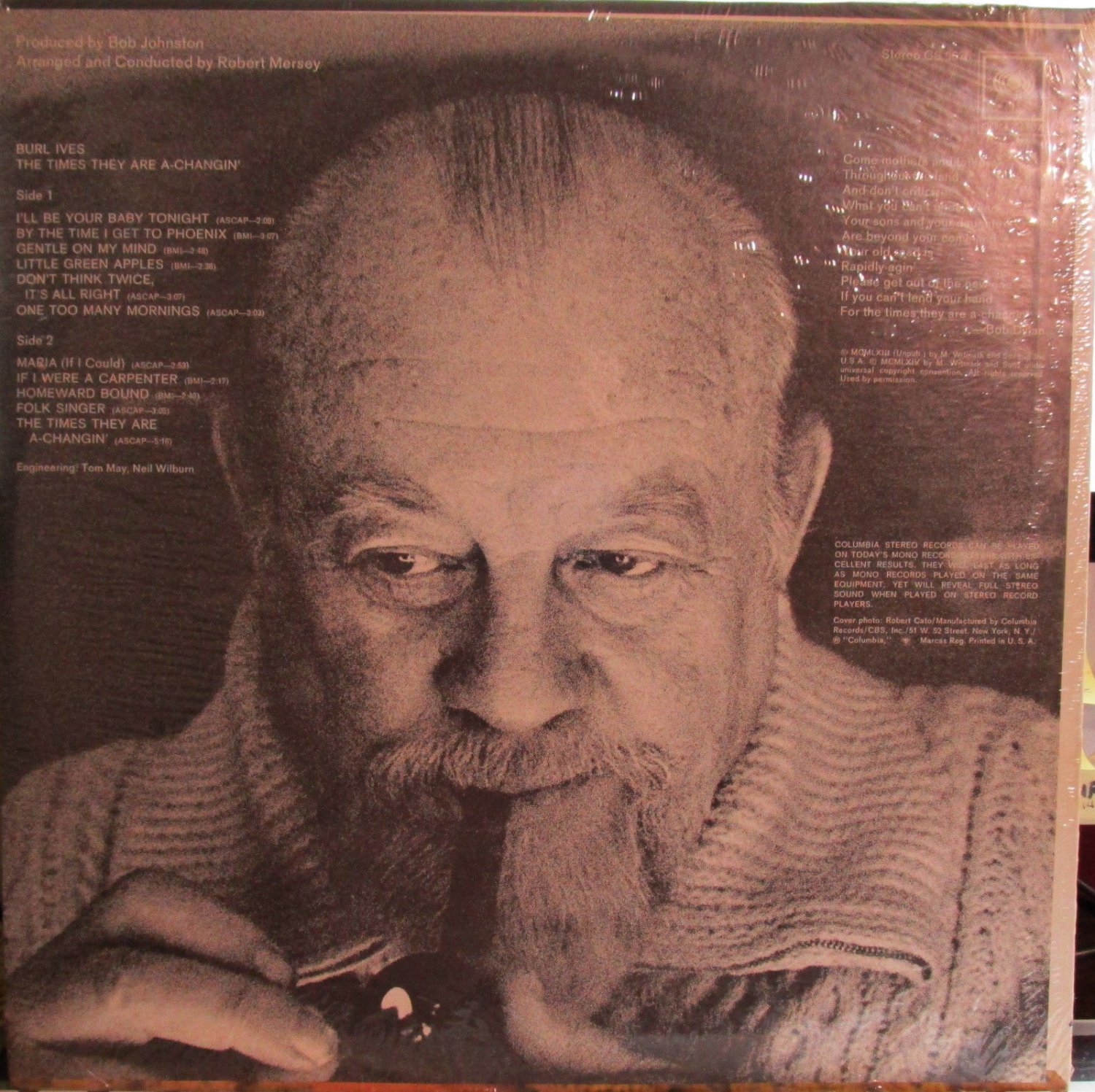 Burl Ives - Times They Are A-Changin' (Columbia CS 9675) (4 Bob Dylan ...