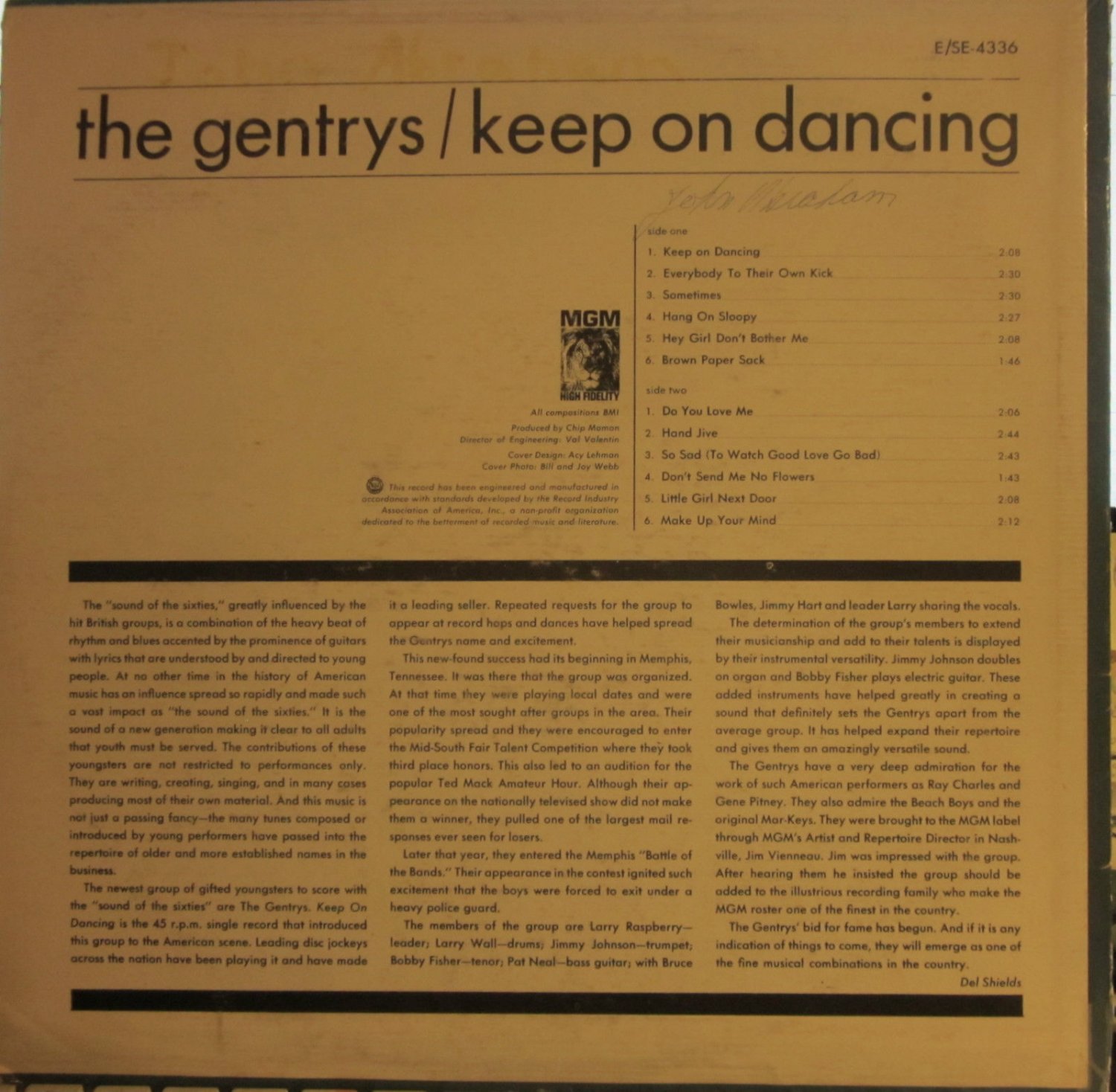 The Gentrys - "Keep on Dancing" (MGM 4346) (Mono) (Larry Raspberry)