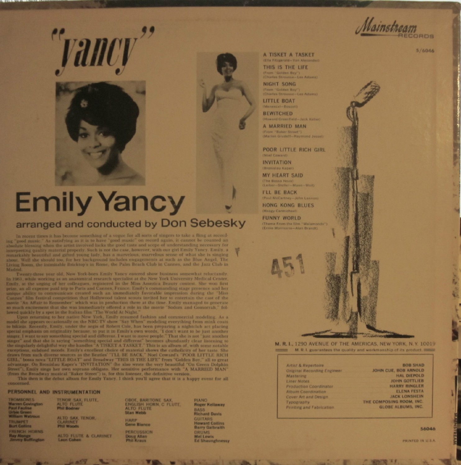 Emily Yancey - "Yancy" (Mainstream 6046) (Don Sebesky)