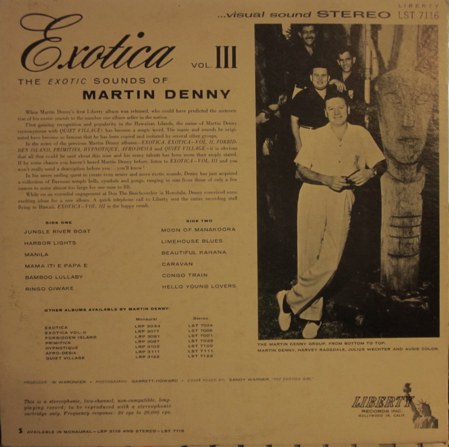 Martin Denny - Exotica Vol. III (Liberty 7116) (blonde Sandy Warner cover!)