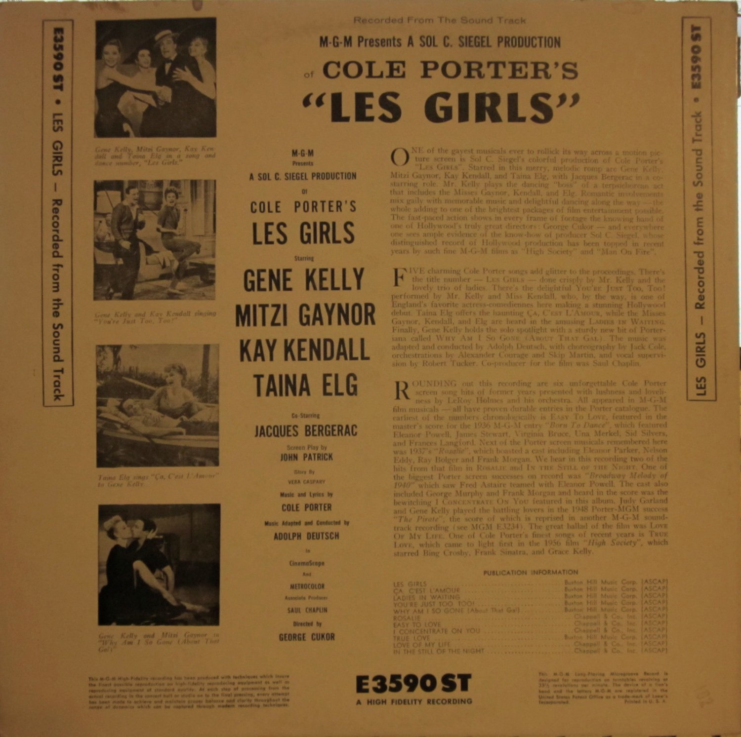 Les Girls (Cole Porter's) (MGM E3590) (Mono) (Soundtrack) (Mitzi Gaynor)