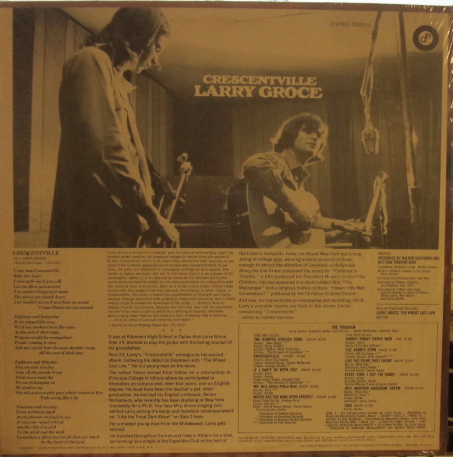 Larry Groce - Crescentville (Daybreak 2010) ('71) (of "Junkfood Junkie" fame)