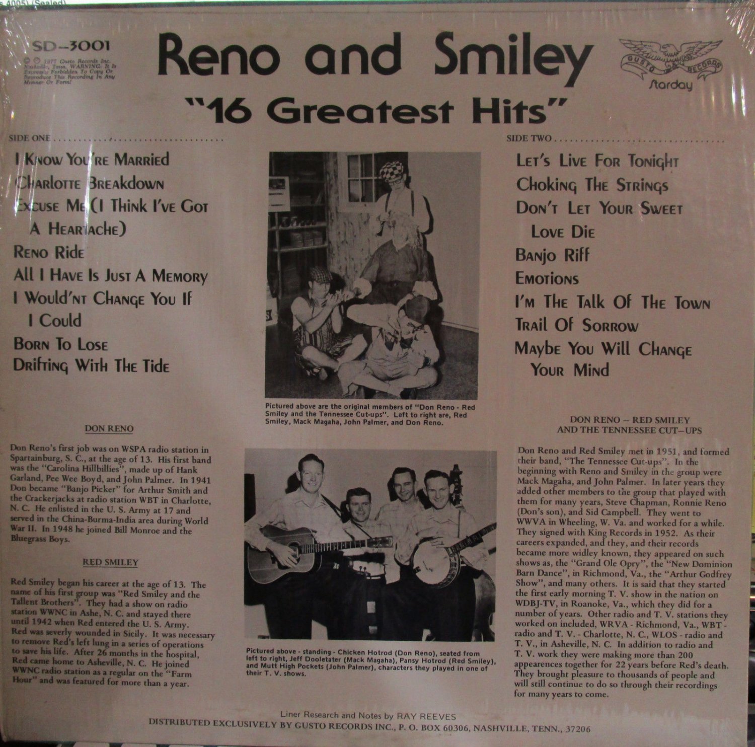 (Don) Reno & (Red) Smiley - 16 Greatest Hits (Gusto 3001) (bluegrass ...