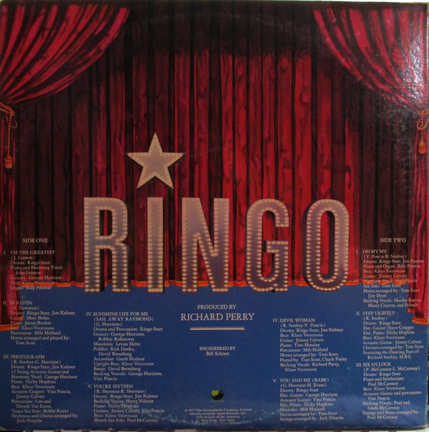 Ringo Starr - Ringo (Apple SWAL 3413) w/24 pg Booklet! (ex-Beatles ...