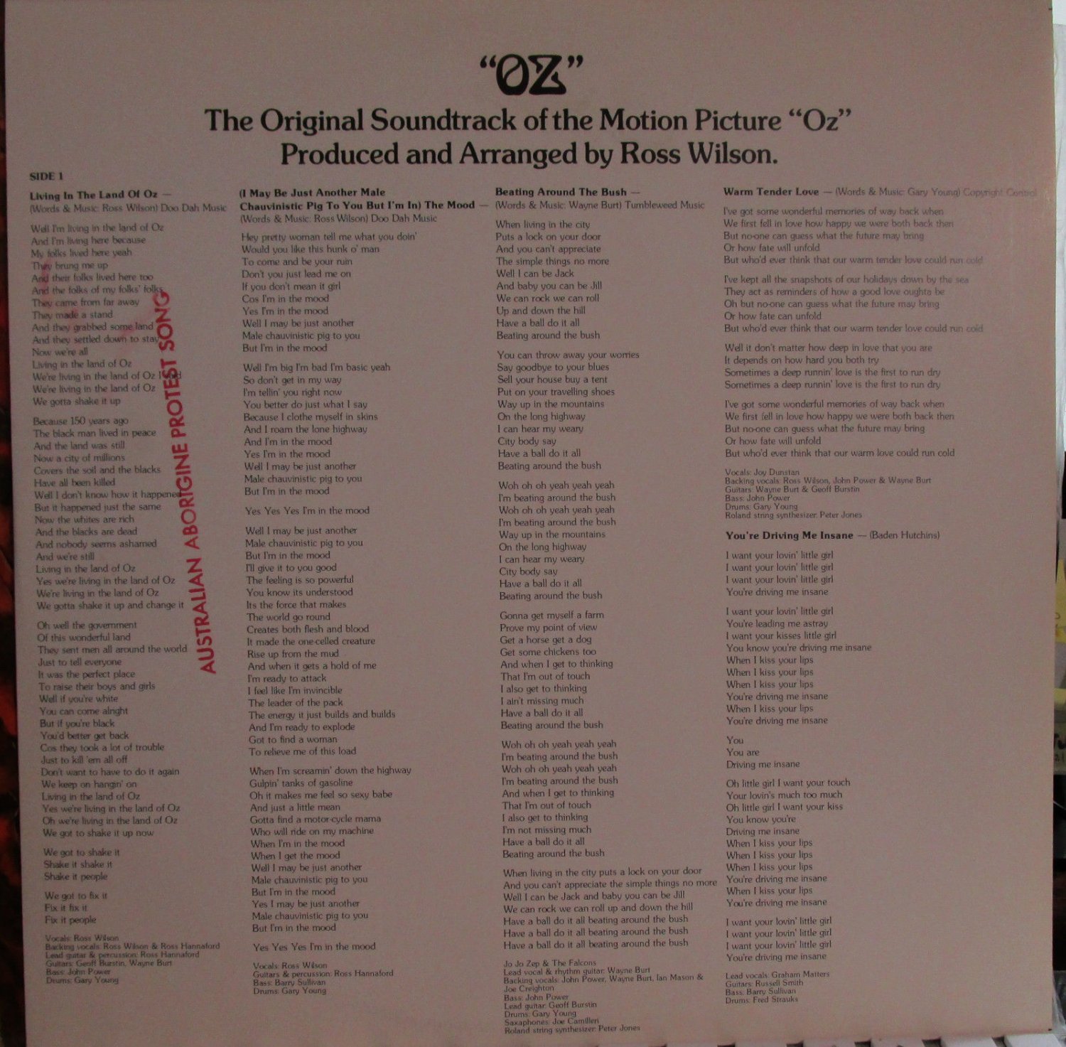 OZ (Soundtrack) (Australia) Ross Wilson, Jo Jo Zep and the Falcons, Joy ...