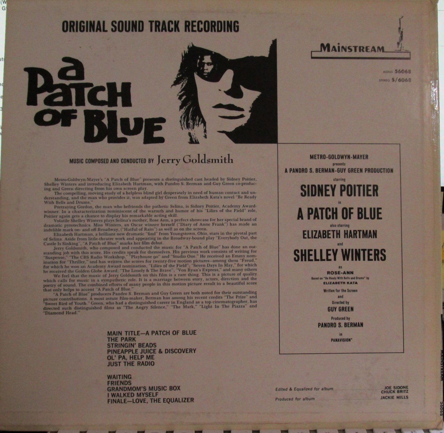 A Patch of Blue (Soundtrack) (Mainstream) Sidney Poitier,Elizabeth ...