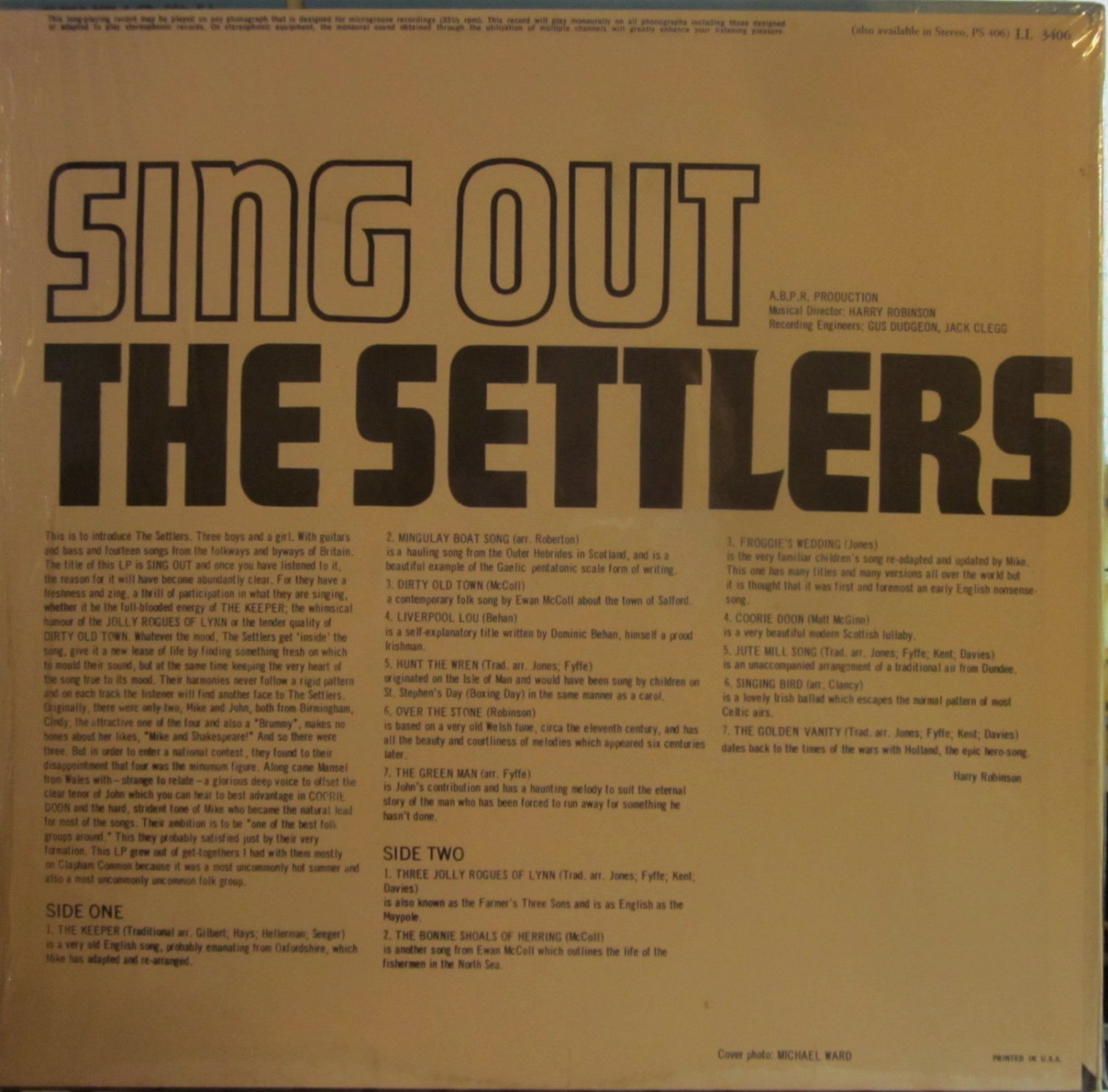 Settlers - Sing Out (London 3406) (Mono) (sealed) (Cindy Kent)
