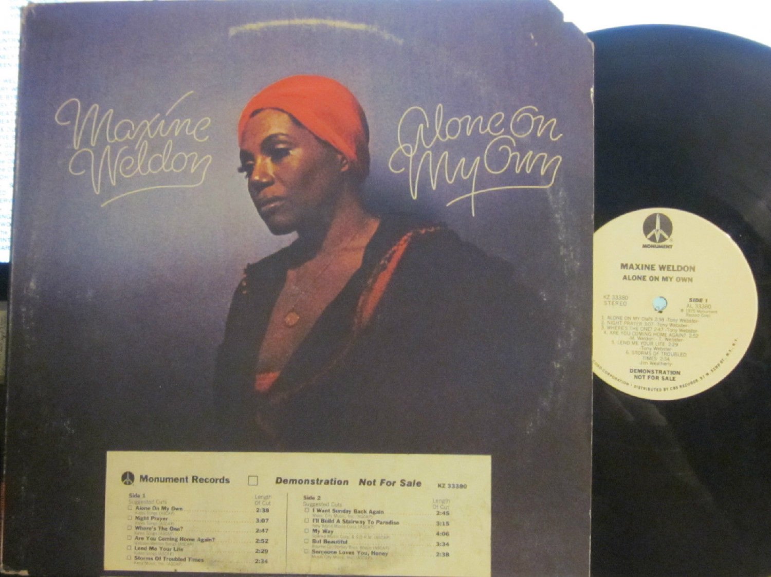 Maxine Weldon - Alone on My Own (Monument 33380) (timing strip) (PL)