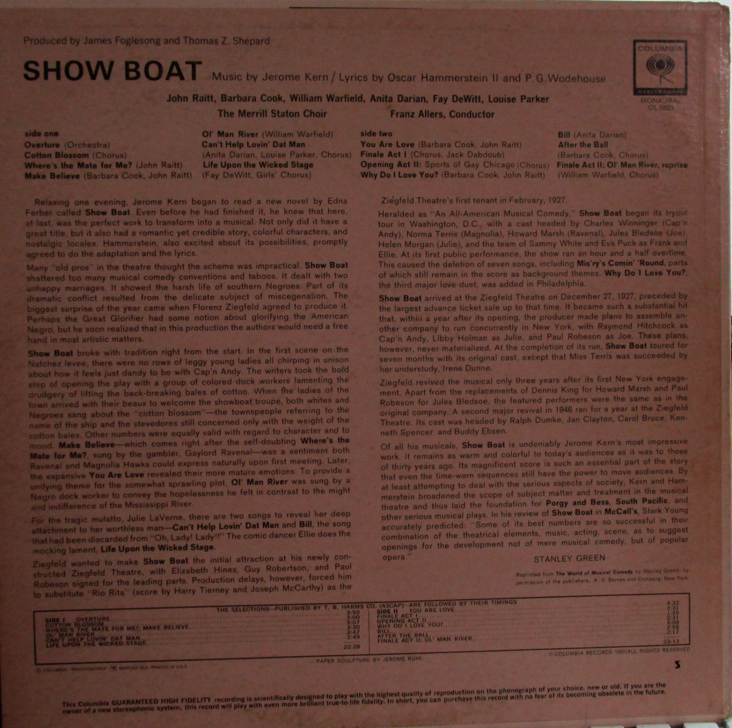 Show Boat (Soundtrack) (Mono) (John Raitt, Barbara Cook, Wm. Warfield ...