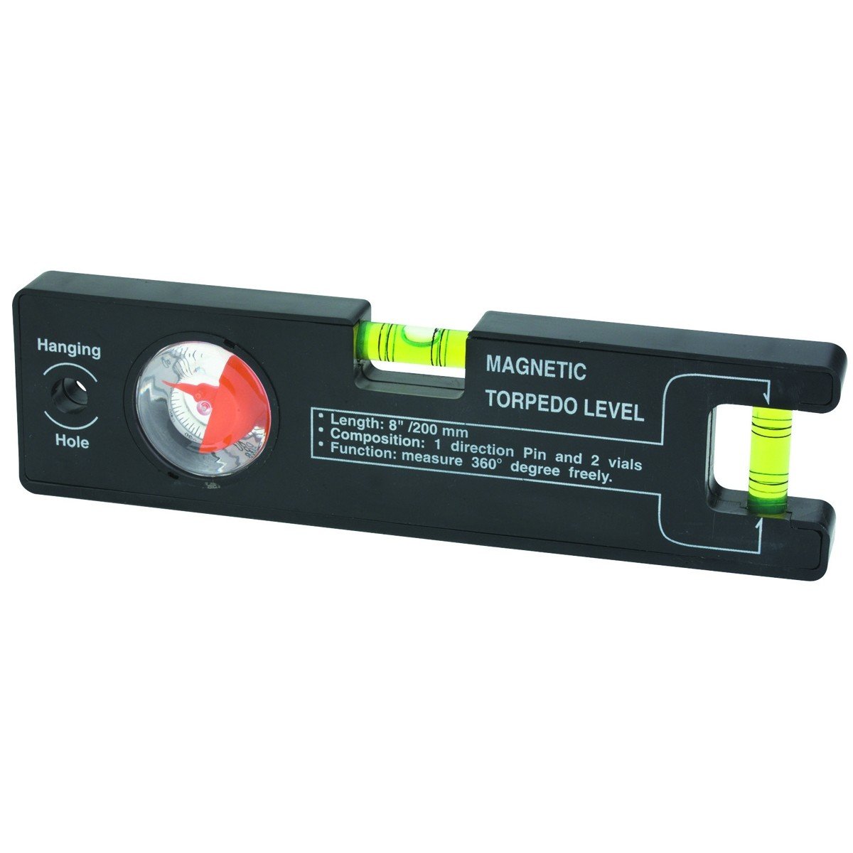 Magnetic Torpedo Level with Angle Finder, 8 In