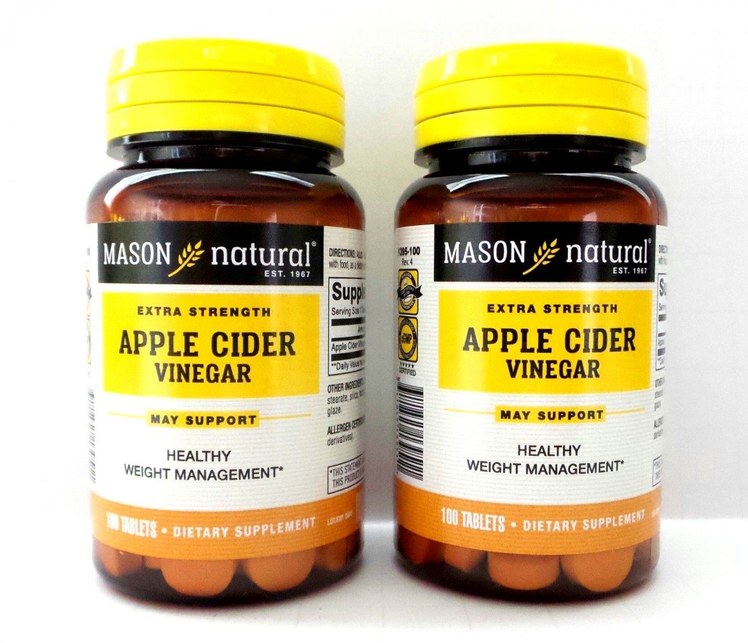 Mason Natural,Extra Strength Apple Cider Vinegar 100 Tabs(2 bottles) Mason Natural,Extra Strength Apple Cider Vinegar 100 Tabs(2 bottles)