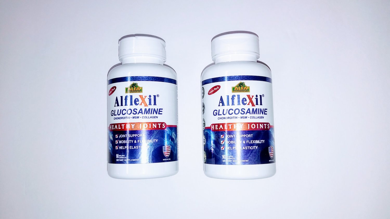 Alflexil-Healthy Joints-Glucosamine Chondroitin MSM Collagen-90 caps (2 ...