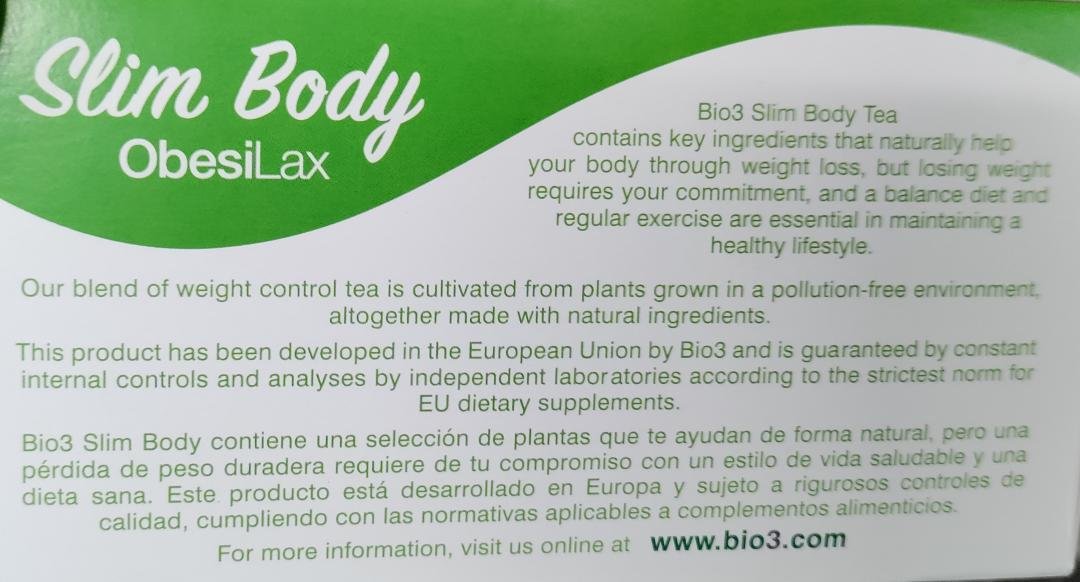 Bio3 Weight Control Tea, Slim Body , Slimming Tea , 3 Pack , 75 bags