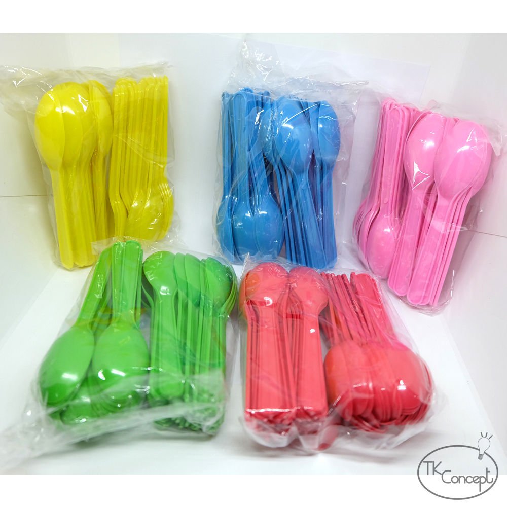 50 Plastic Spoons 11 cm.Disposable Party outdoor For tea/dessert/ice ...