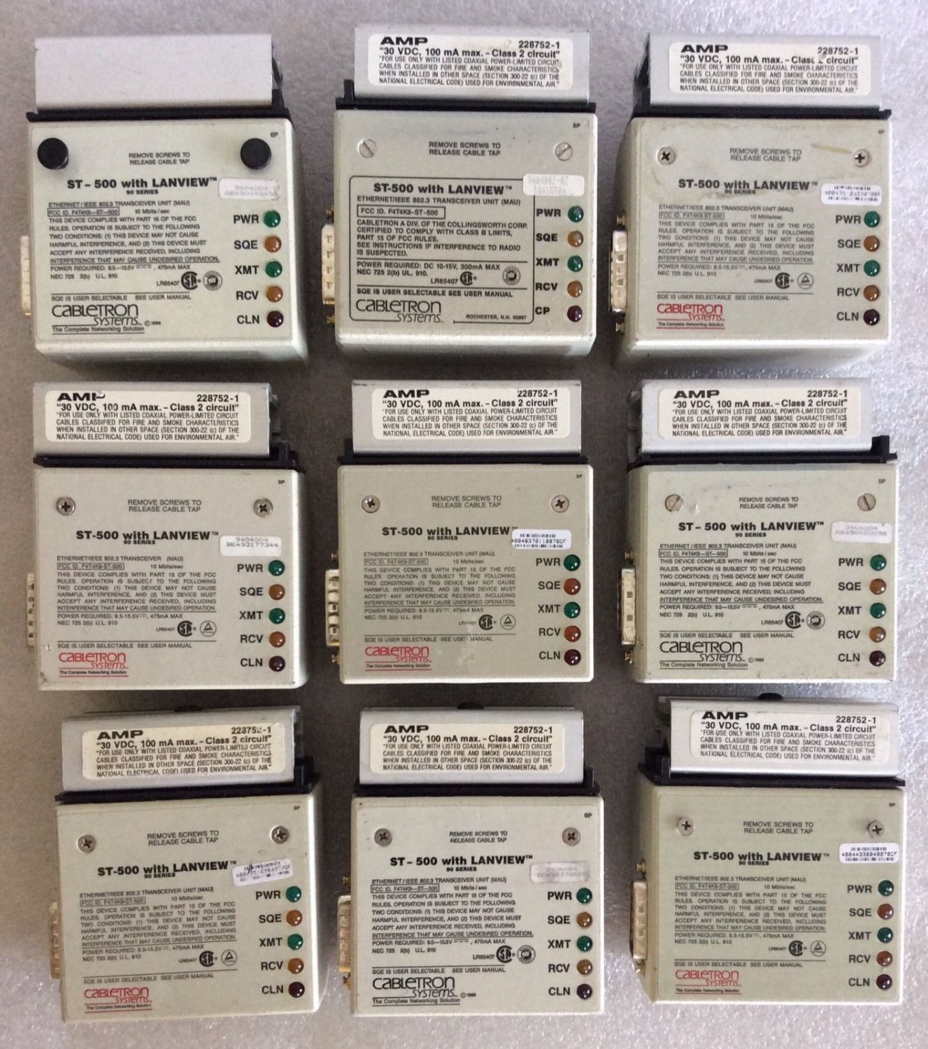 [LOT OF 9] CABLETRON SYSTEMS ST-500 WITH LANVIEW 90 SERIES PLUS AMP