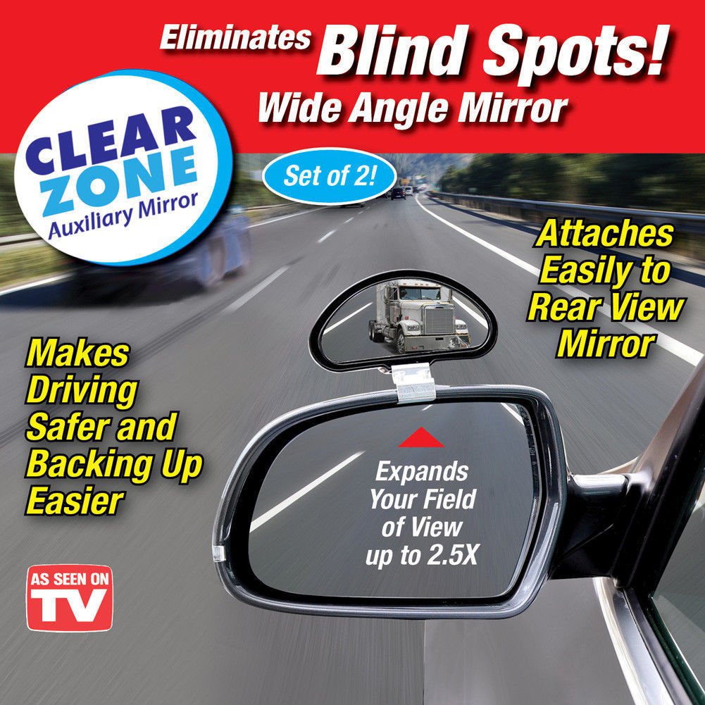 Clear Zone Blind Spot Adjustable Wide Angle Mirror As Seen On TV Set Of ...