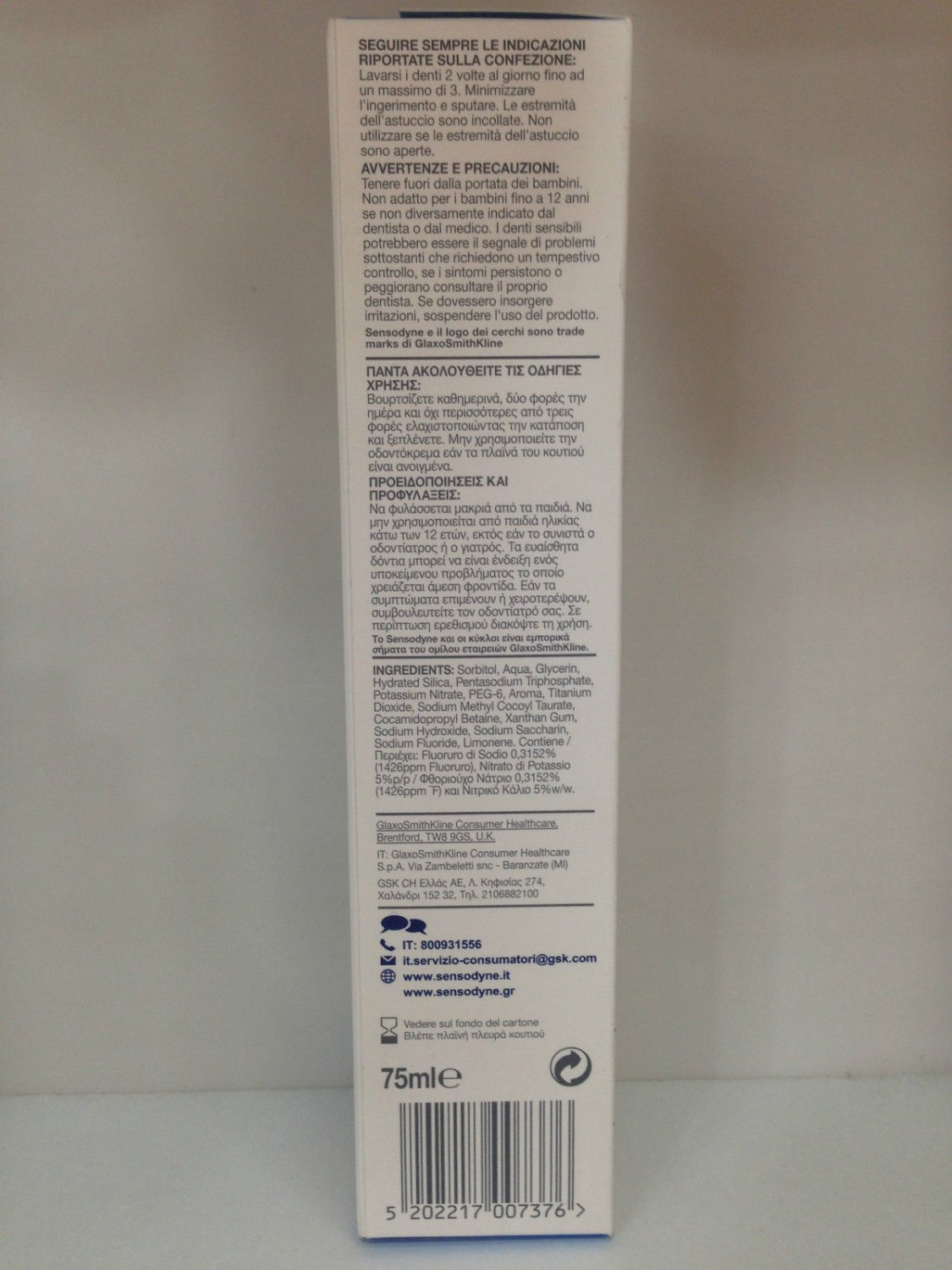 SENSODYNE® TRUE WHITE MINT TASTE TOOTHPASTE. WHITENING. FOR SENSITIVE ...