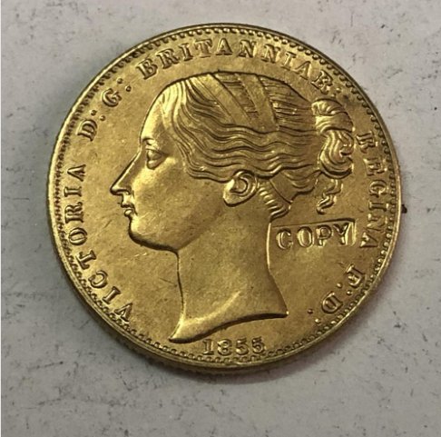 1855 Australia - Colonial ½ Sovereign - Victoria Pattern Copy Coin