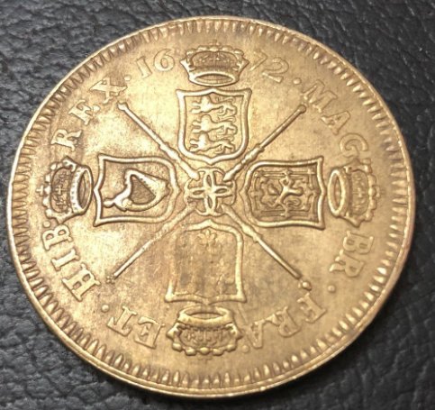 1672 England 5 Guineas - Charles II .9999 pure Gold Plated Copy Coin