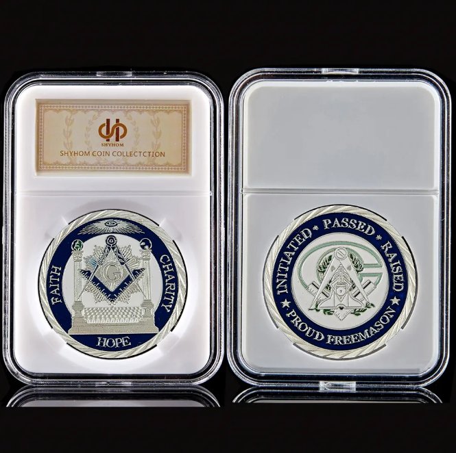 Euro Silver Coin Masonic Freemasonry Brotherhood Silver And Blue Color ...